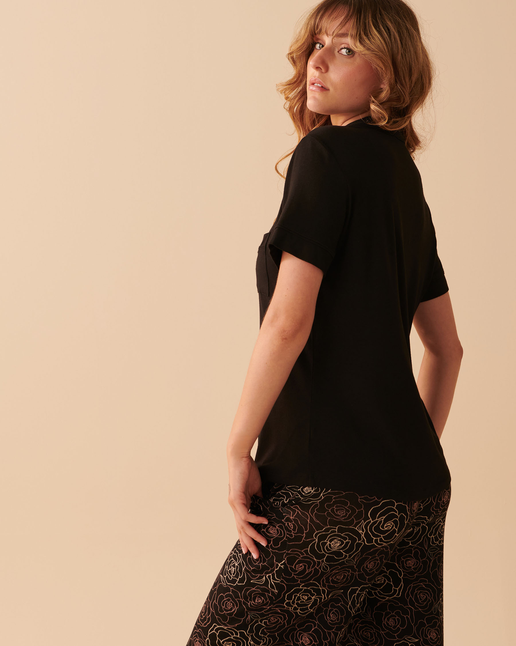 Chemisier manches courtes en jersey doux - Noir | la Vie en Rose