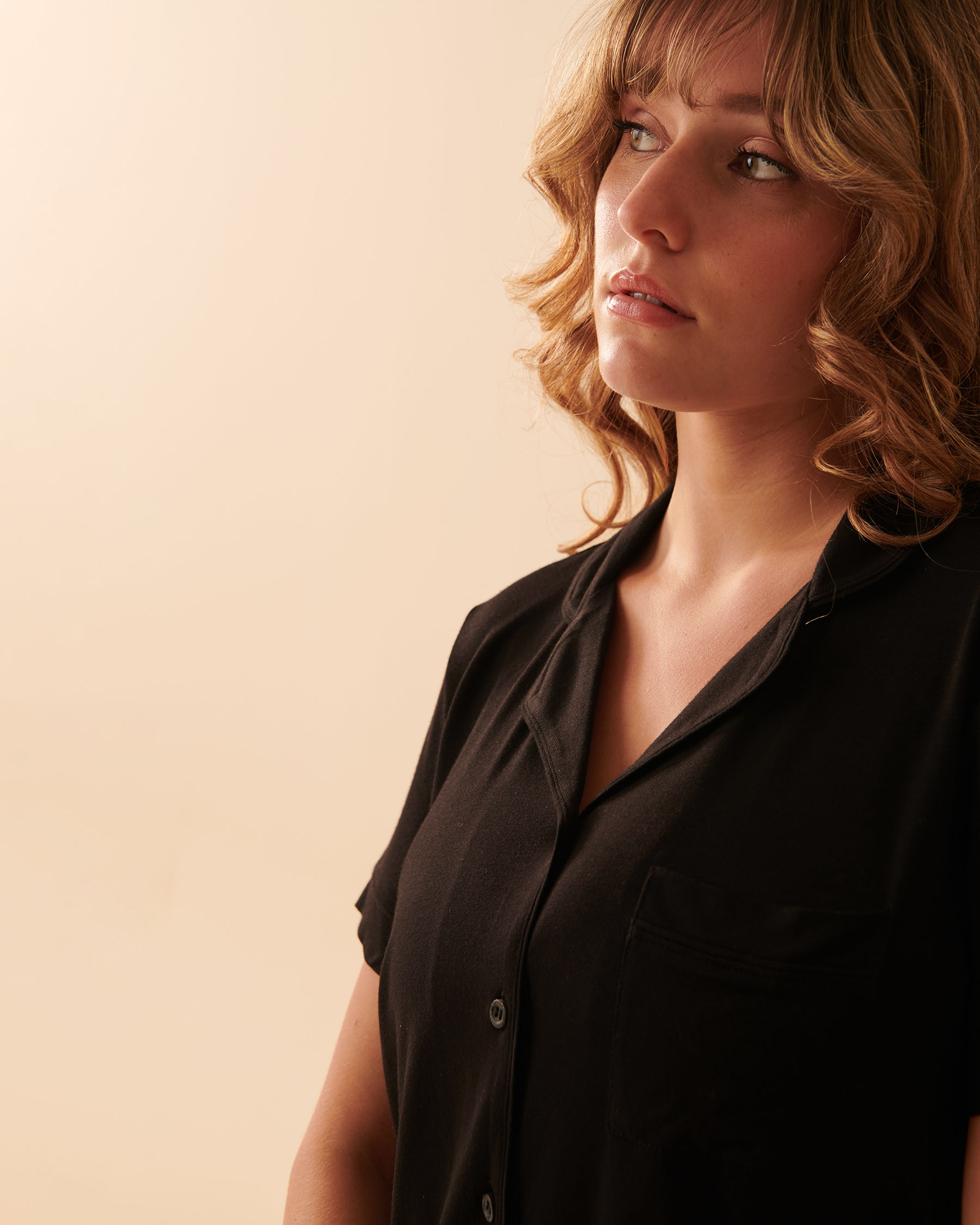 Chemisier manches courtes en jersey doux - Noir | la Vie en Rose