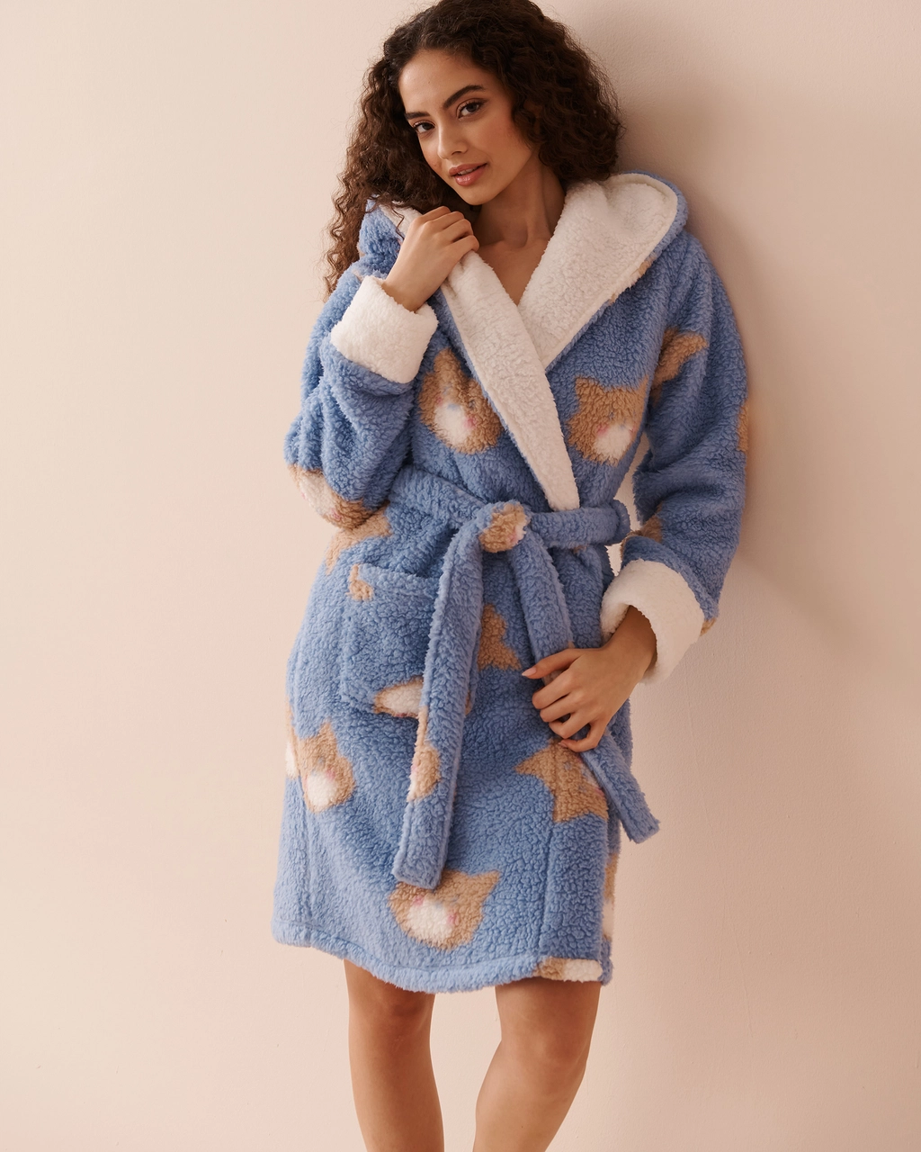 Cat Print Sherpa Robe - Cat Print | la Vie en Rose