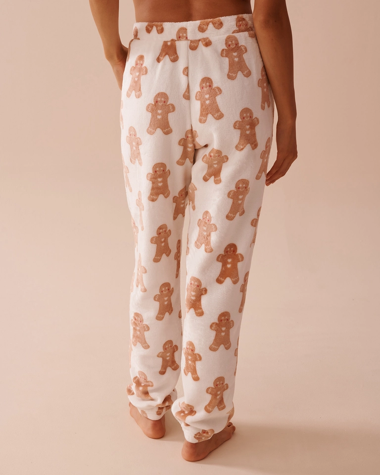 Gingerbread Print Soft Plush PJ Set - Gingerbread/Pink & White | la Vie ...