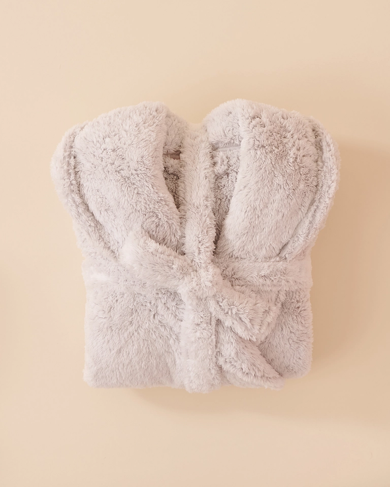 Soft Plush Hooded Robe - Grey | la Vie en Rose